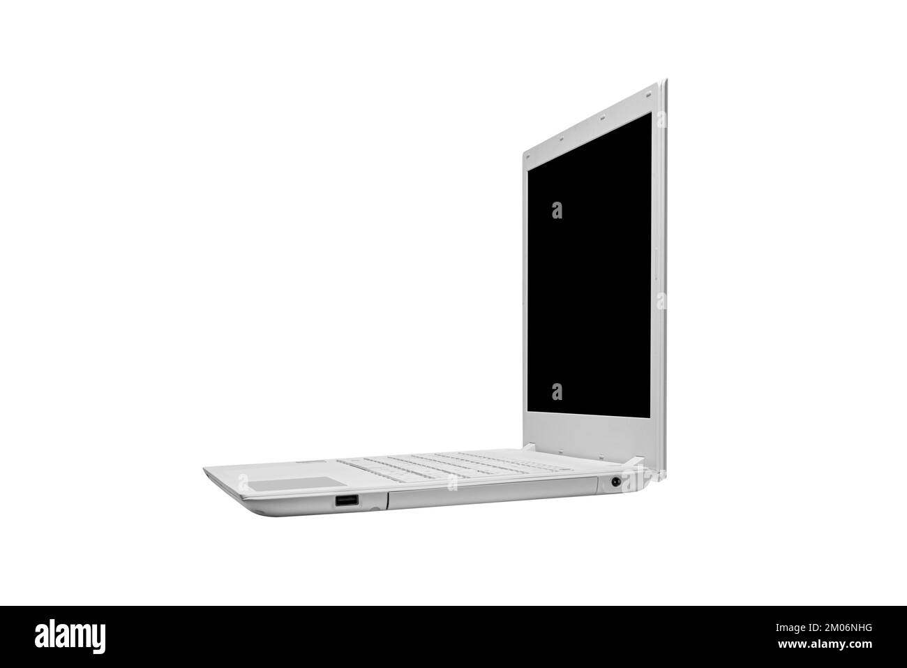 White modern laptop isolated on white background Stock Photo - Alamy