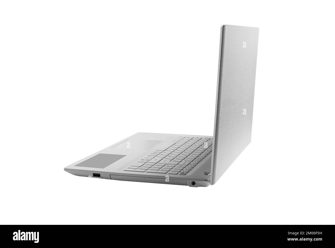 White modern laptop isolated on white background Stock Photo - Alamy