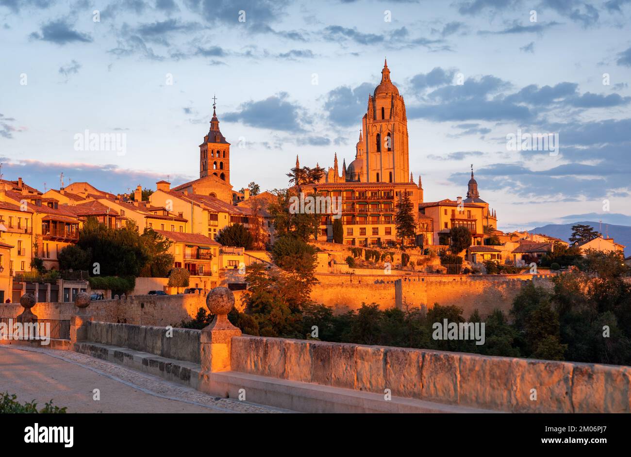 View of the Cathedral of Segovia Tower Above the City Building During ...
