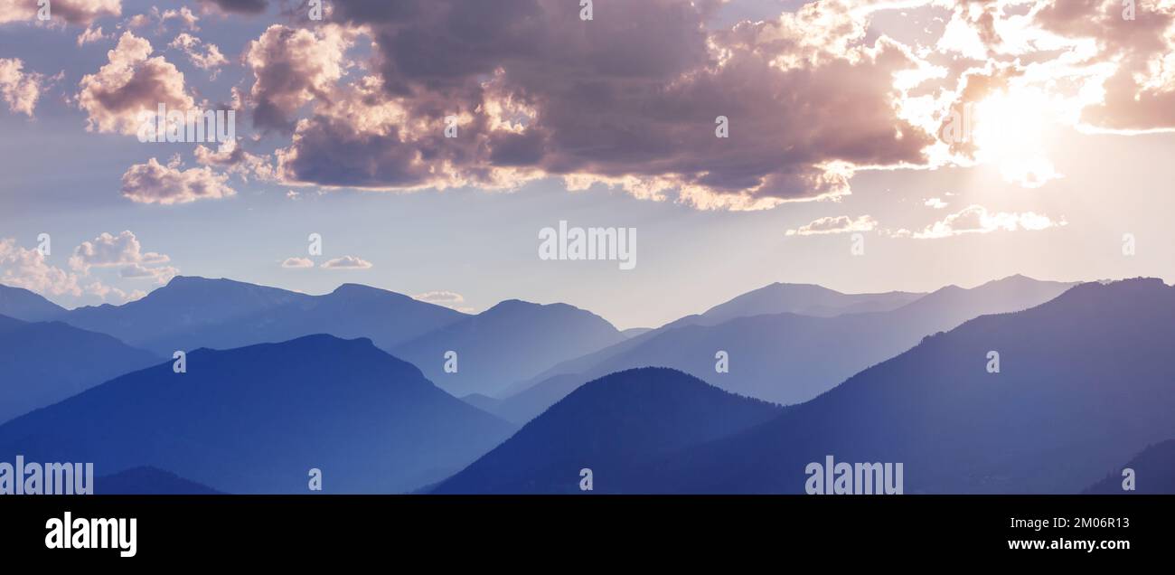 mountain silhouette at sunrise in spring season Stock Photo - Alamy