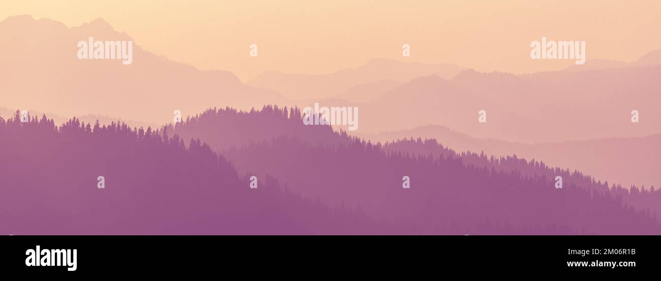 mountain silhouette at sunrise in spring season Stock Photo - Alamy