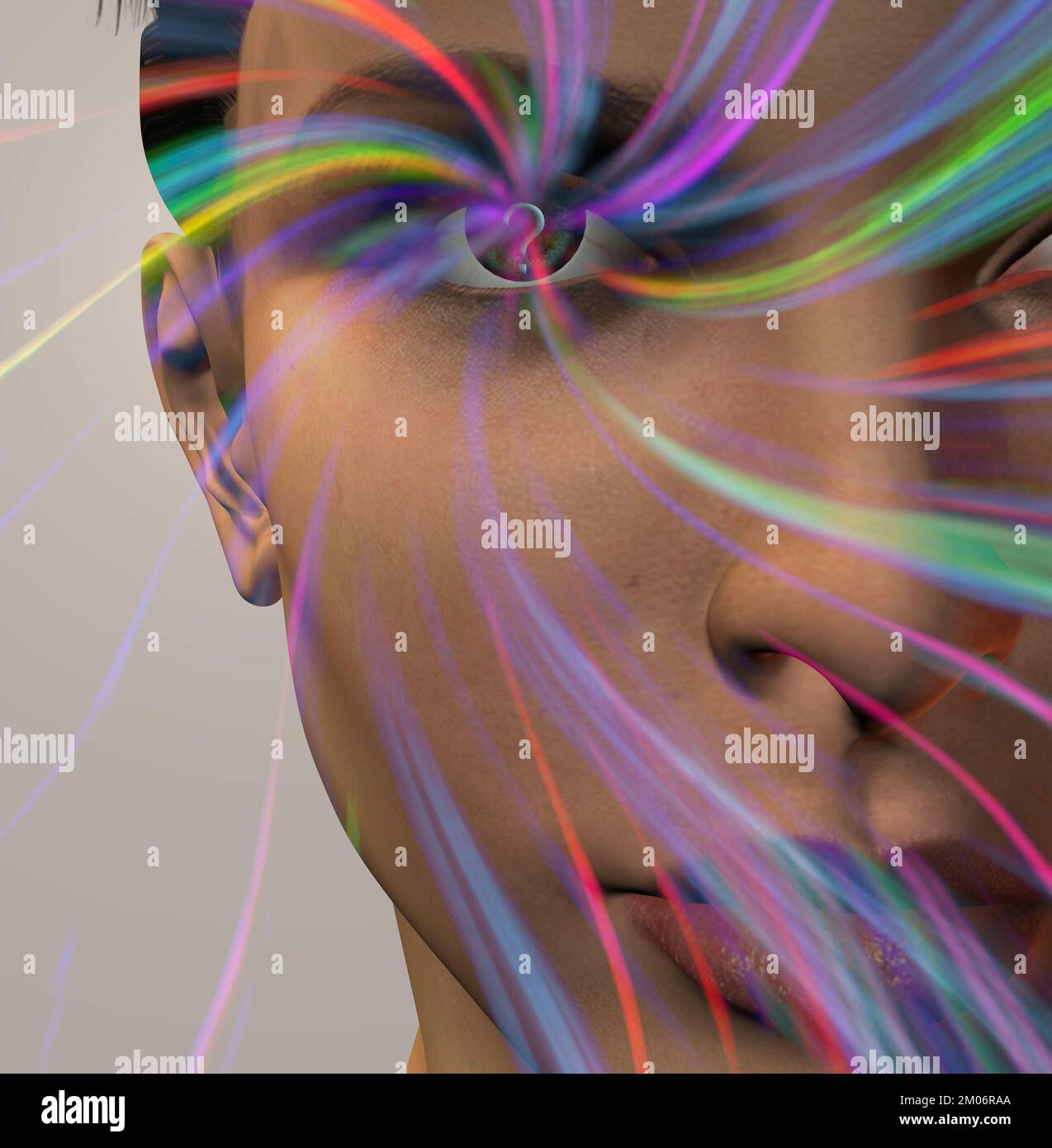 Woman face and question mark. 3D rendering Stock Photo - Alamy