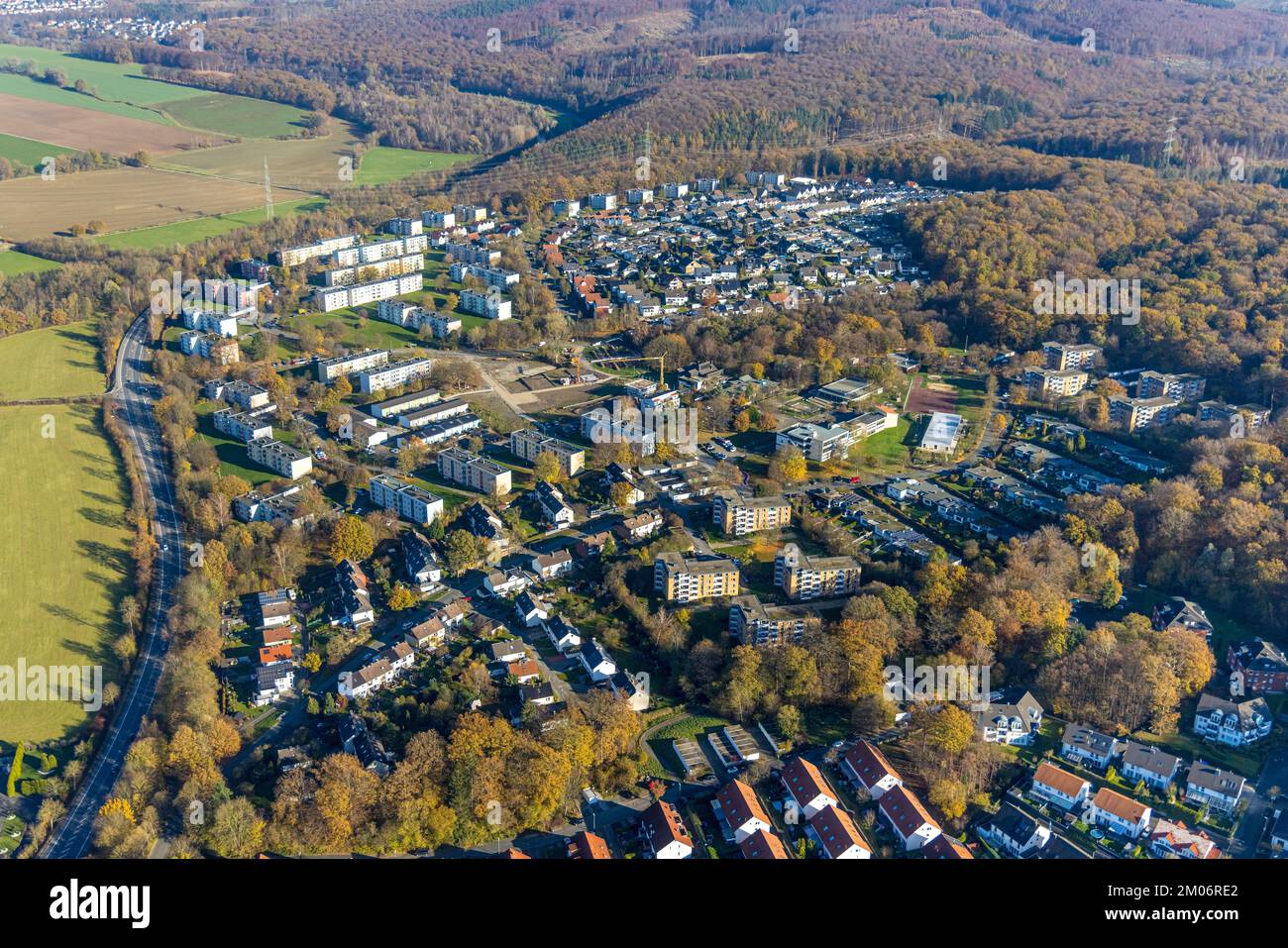 Luftbild, Baustelle im Wohngebiet Moosfelder Ring und Eschenstraße im ... Luftbild, Baustelle im Wohngebiet Moosfelder Ring und Eschenstraße im ...