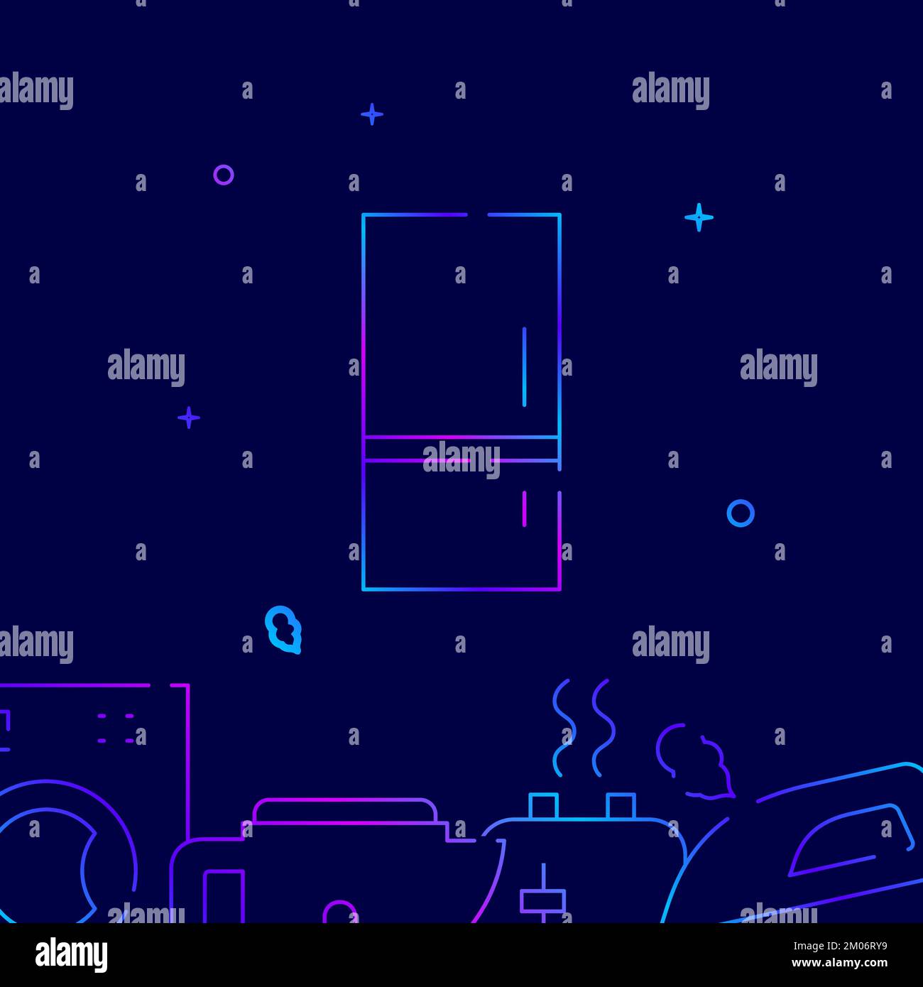 Fridge, refrigerator gradient line vector icon, simple illustration on ...