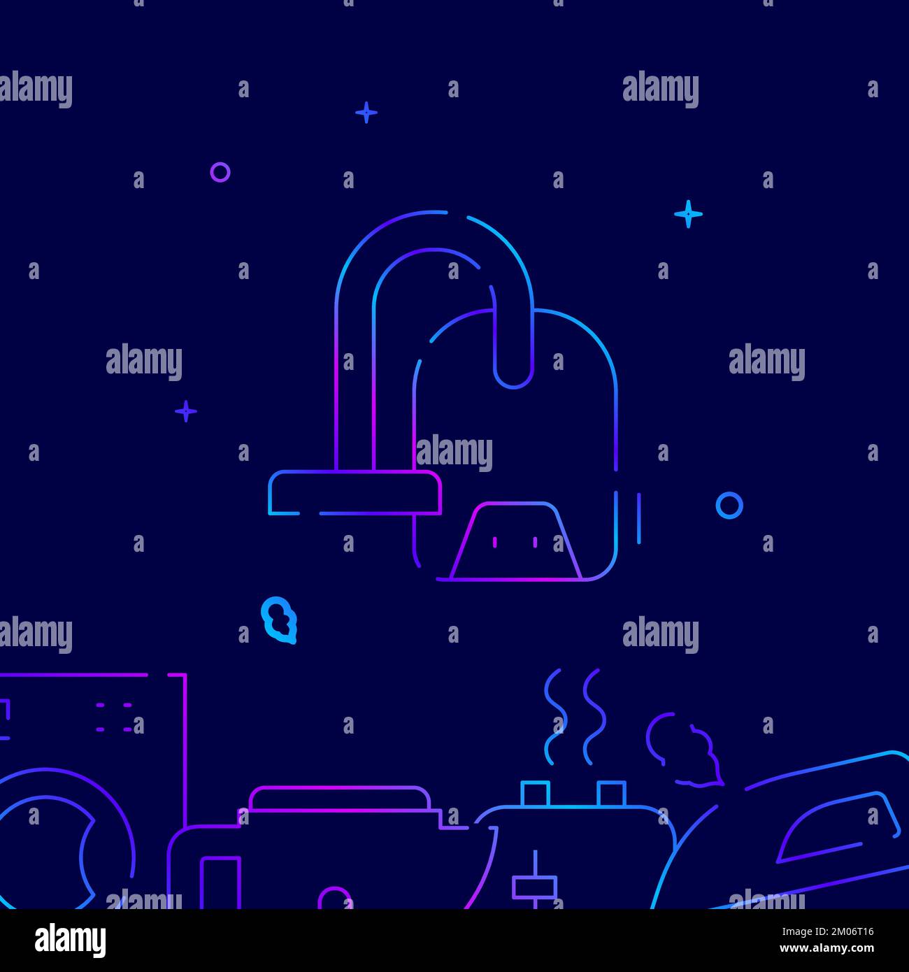 Vacuum cleaner, hoover gradient line vector icon, simple illustration ...