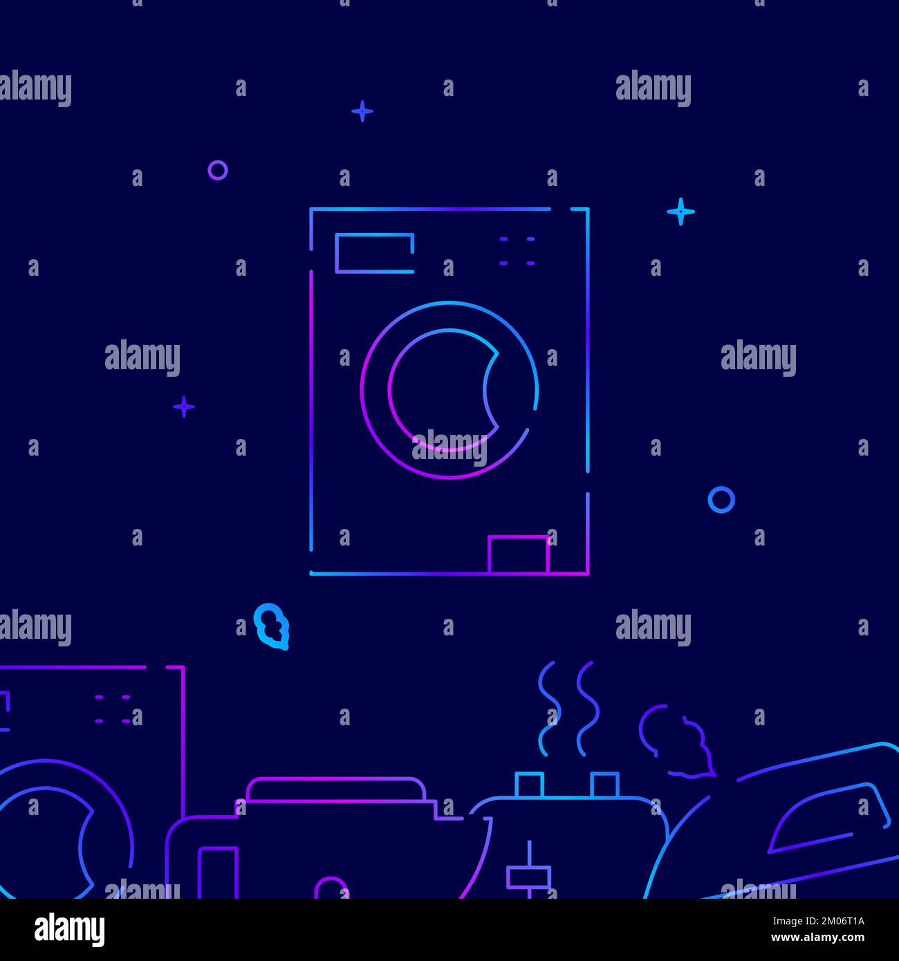 Washing machine, washer gradient line vector icon, simple illustration ...