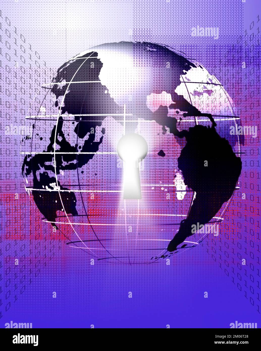Internet. Earth Binary Code and Key. 3D rendering Stock Photo - Alamy