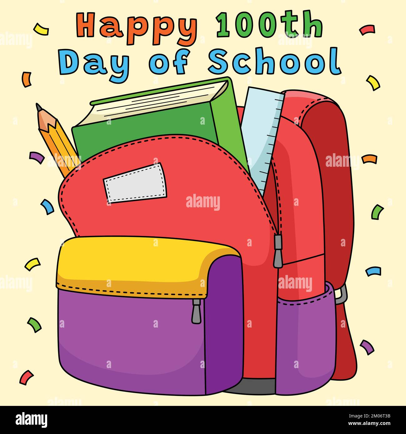 100th Day Of School Bag Colored Cartoon Stock Vector Image & Art - Alamy