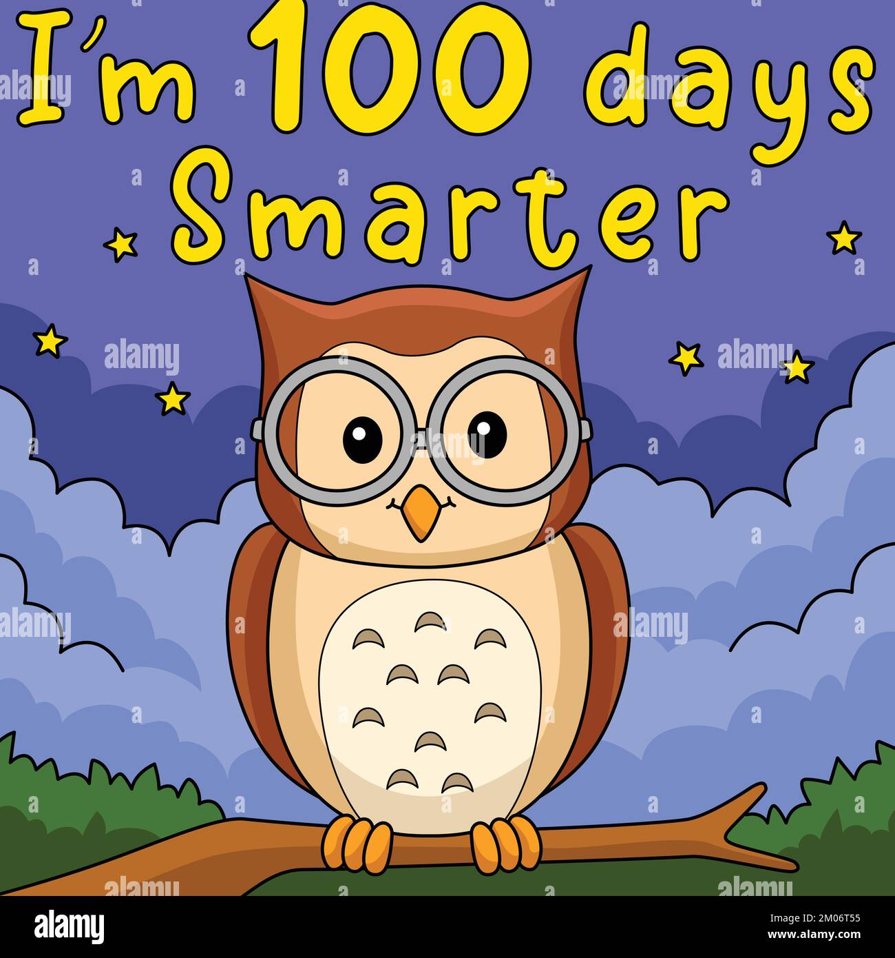 100th Day Of School Smarter Owl Colored Cartoon Stock Vector Image ...