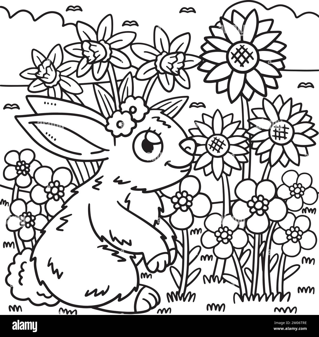 Spring Coloring Pages For Kids Bunny