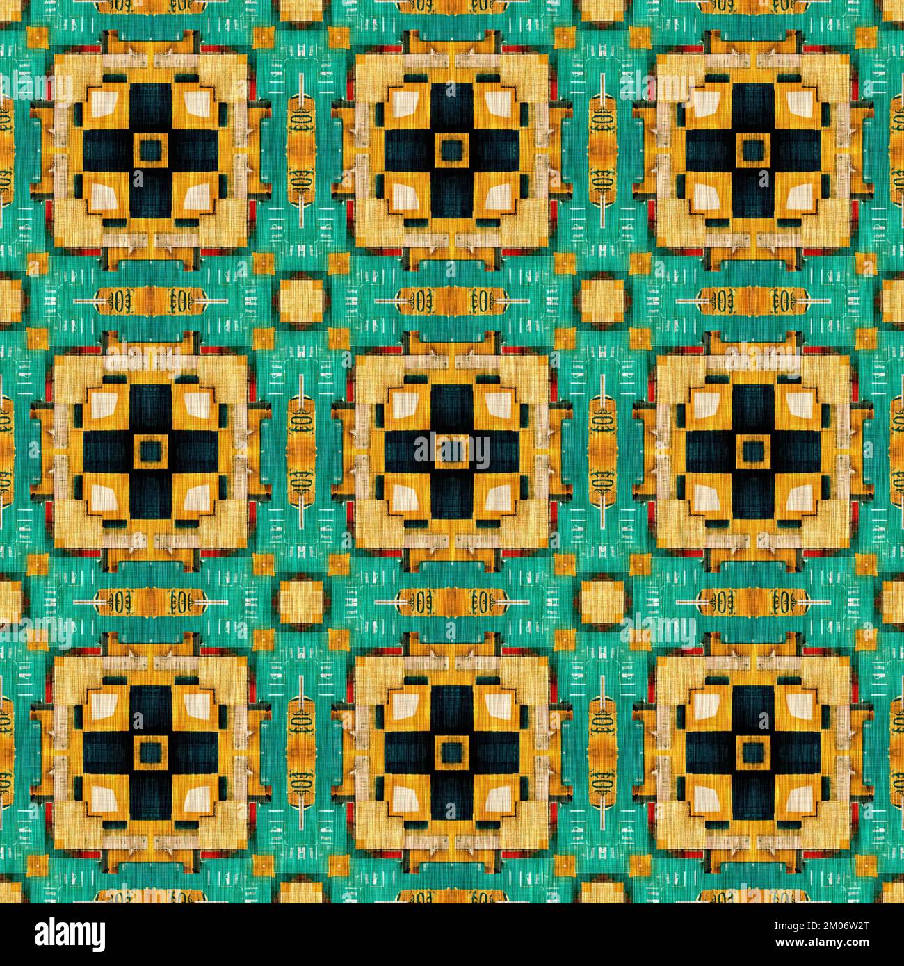 Traditional tile mosaic seamless pattern print. Fabric effect mexican ...