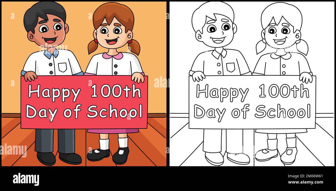 Happy 100th Day Of School Student Illustration Stock Vector Image & Art ...