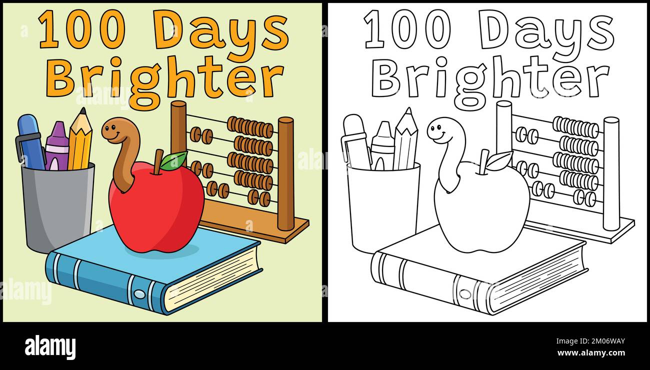 100th Day Of School Brighter Coloring Illustration Stock Vector Image ...