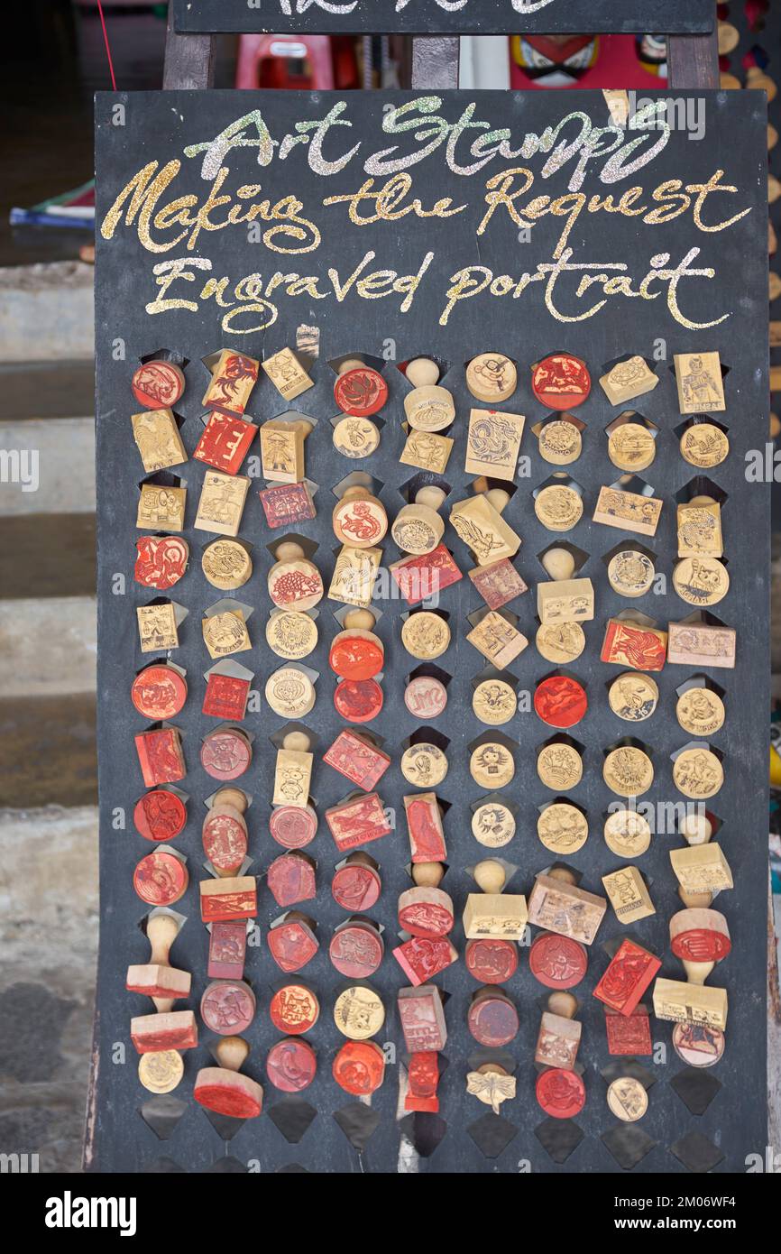 Personalised Rubber Stamp Stall in Hoi An Vietnam Stock Photo - Alamy