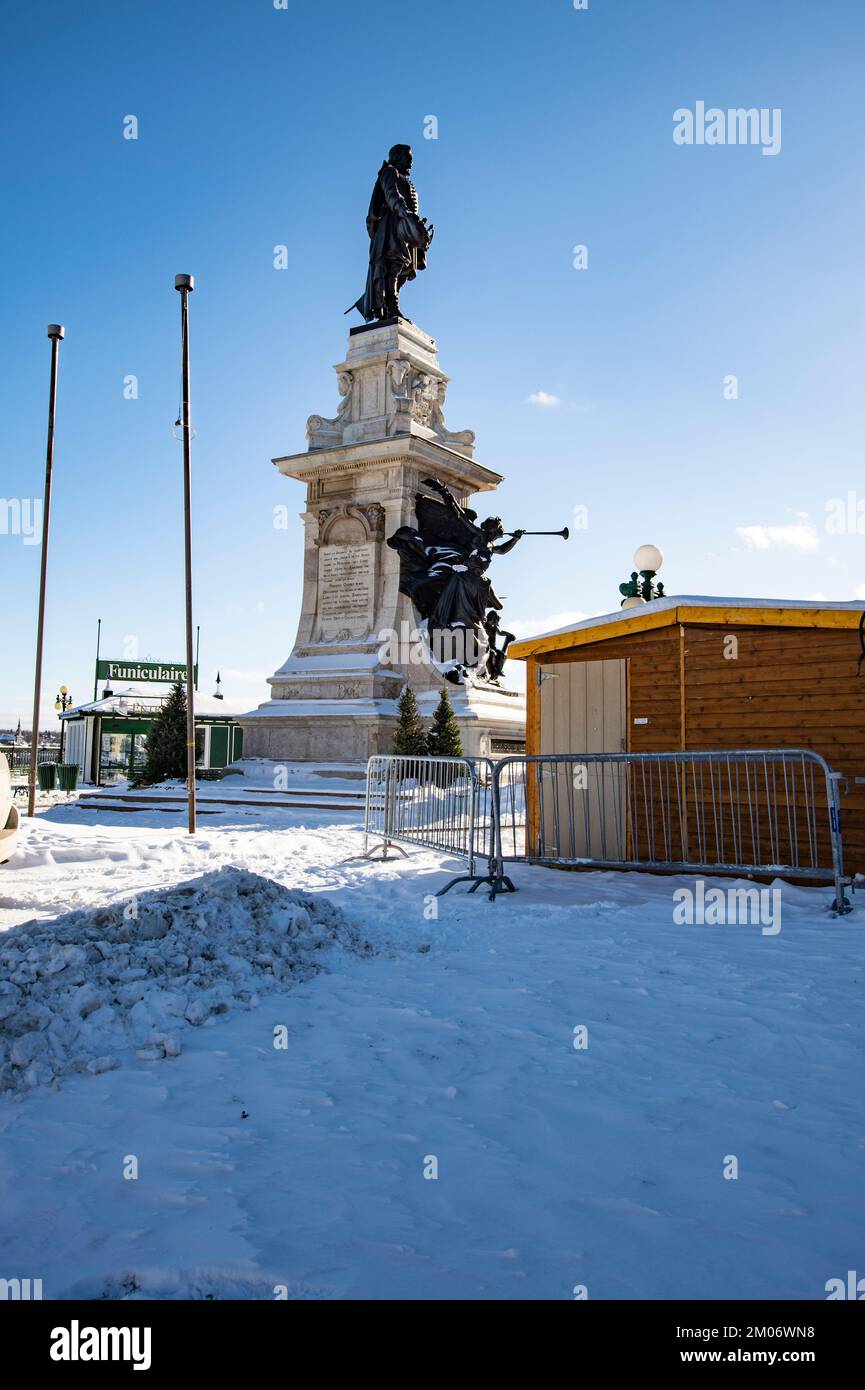 Statue of Samuel de Champlain in Quebec City, Quebec, Canada Stock ...
