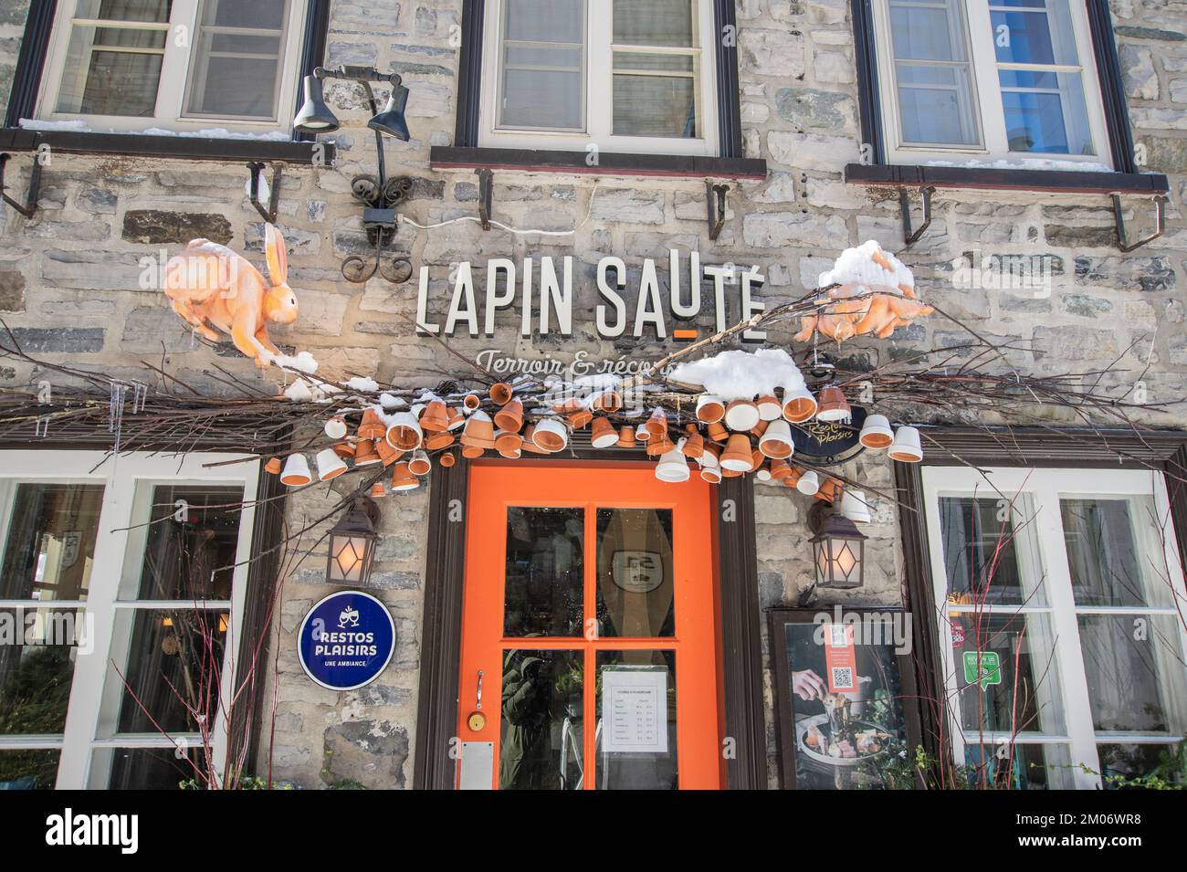 Lapin Saute restaurant sign in Petit Champlain, Quebec City, Quebec ...