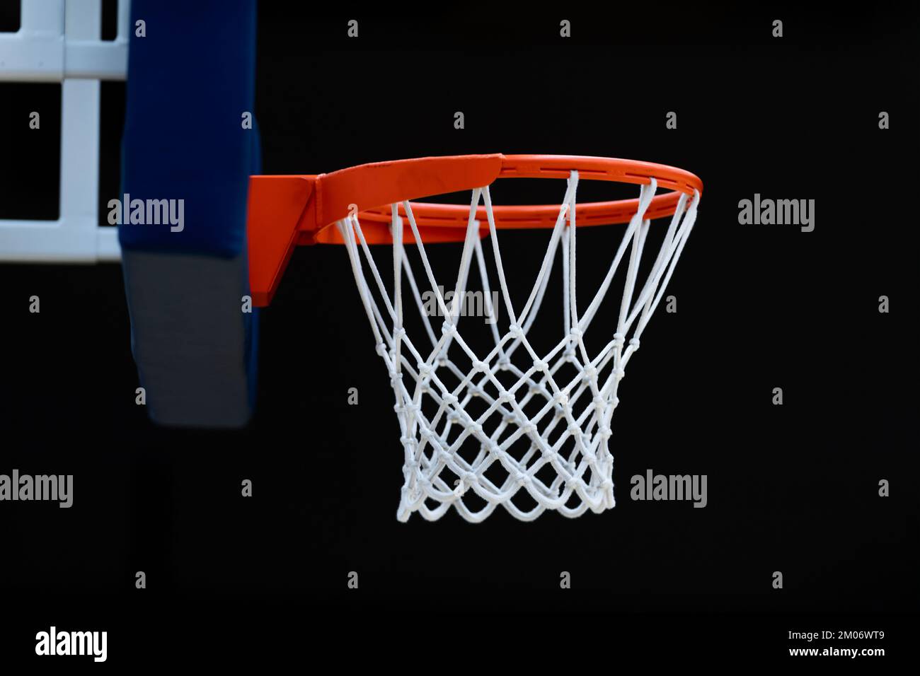 Basketball hoop isolated on black background. Horizontal sport poster ...
