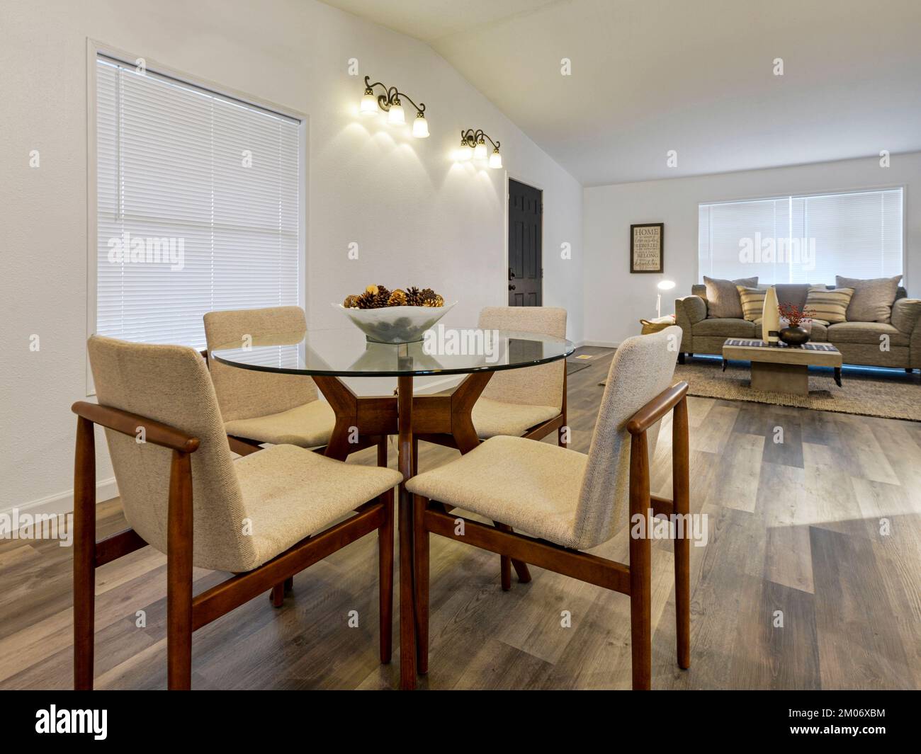 Modern residential dining room and living room interior Stock Photo - Alamy