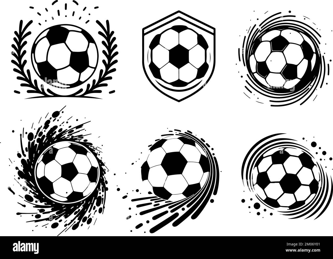 Vector sport football ball icons, emblems, soccer design elements Stock ...