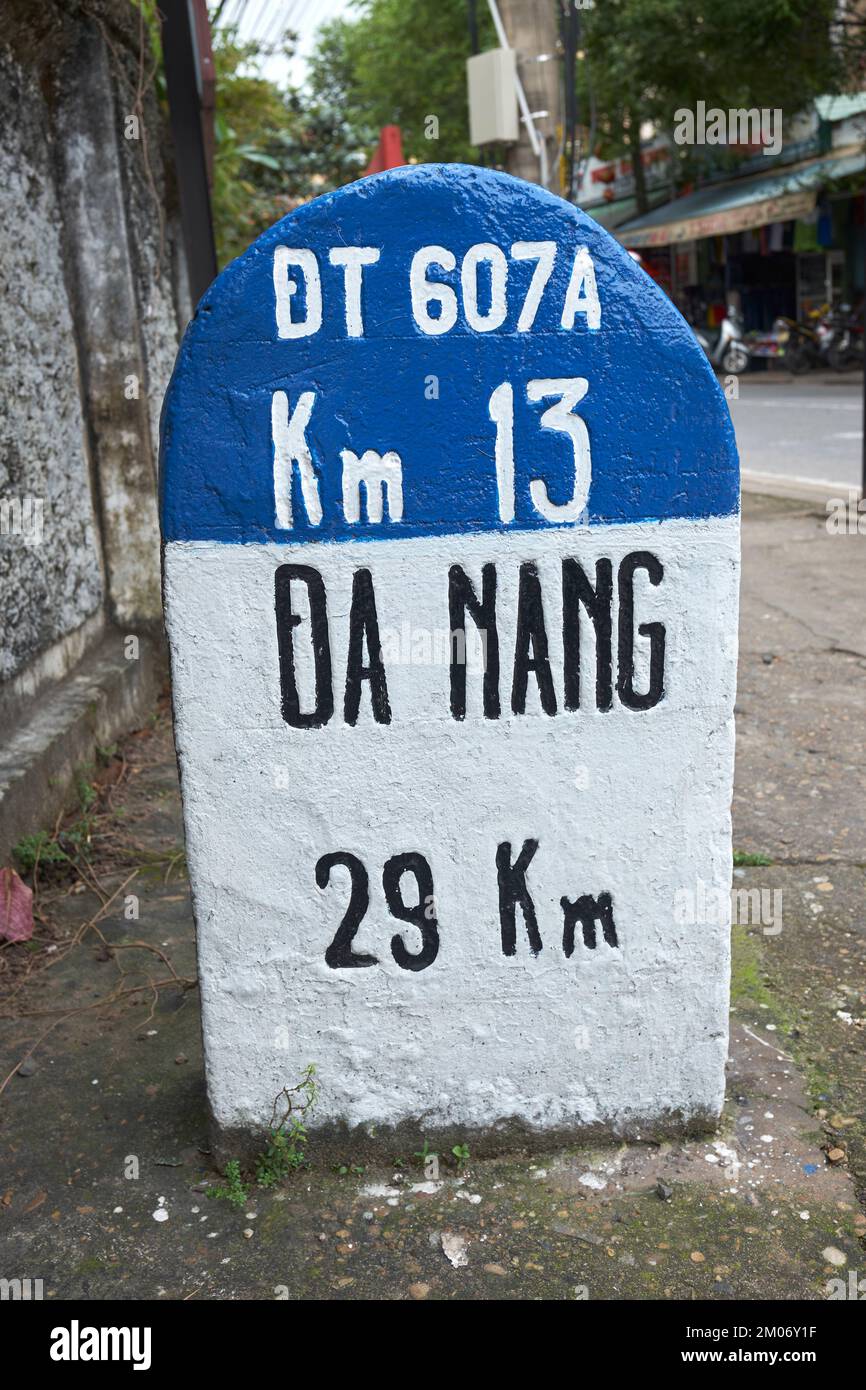 Road side distance marker Hoi An Vietnam Stock Photo - Alamy