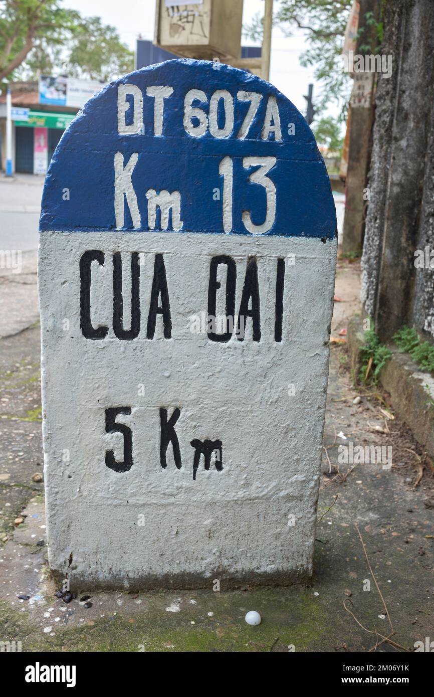 Road side distance marker Hoi An Vietnam Stock Photo - Alamy