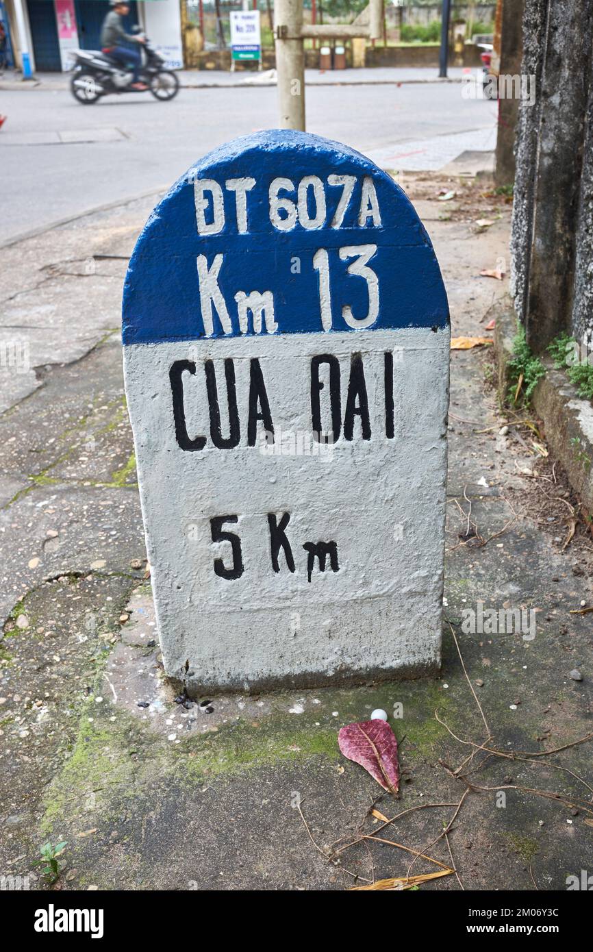 Road side distance marker Hoi An Vietnam Stock Photo - Alamy