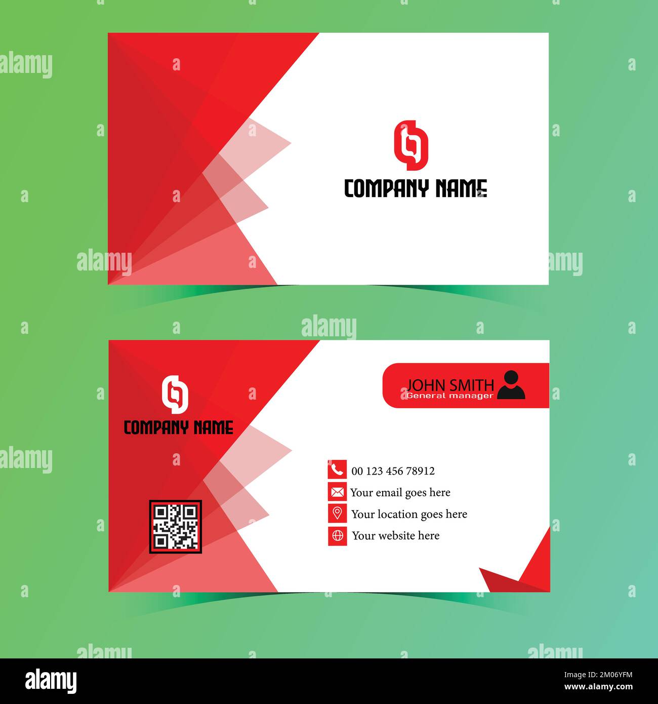 Business Card Design. Red Business Card Design Vector Template Stock ...
