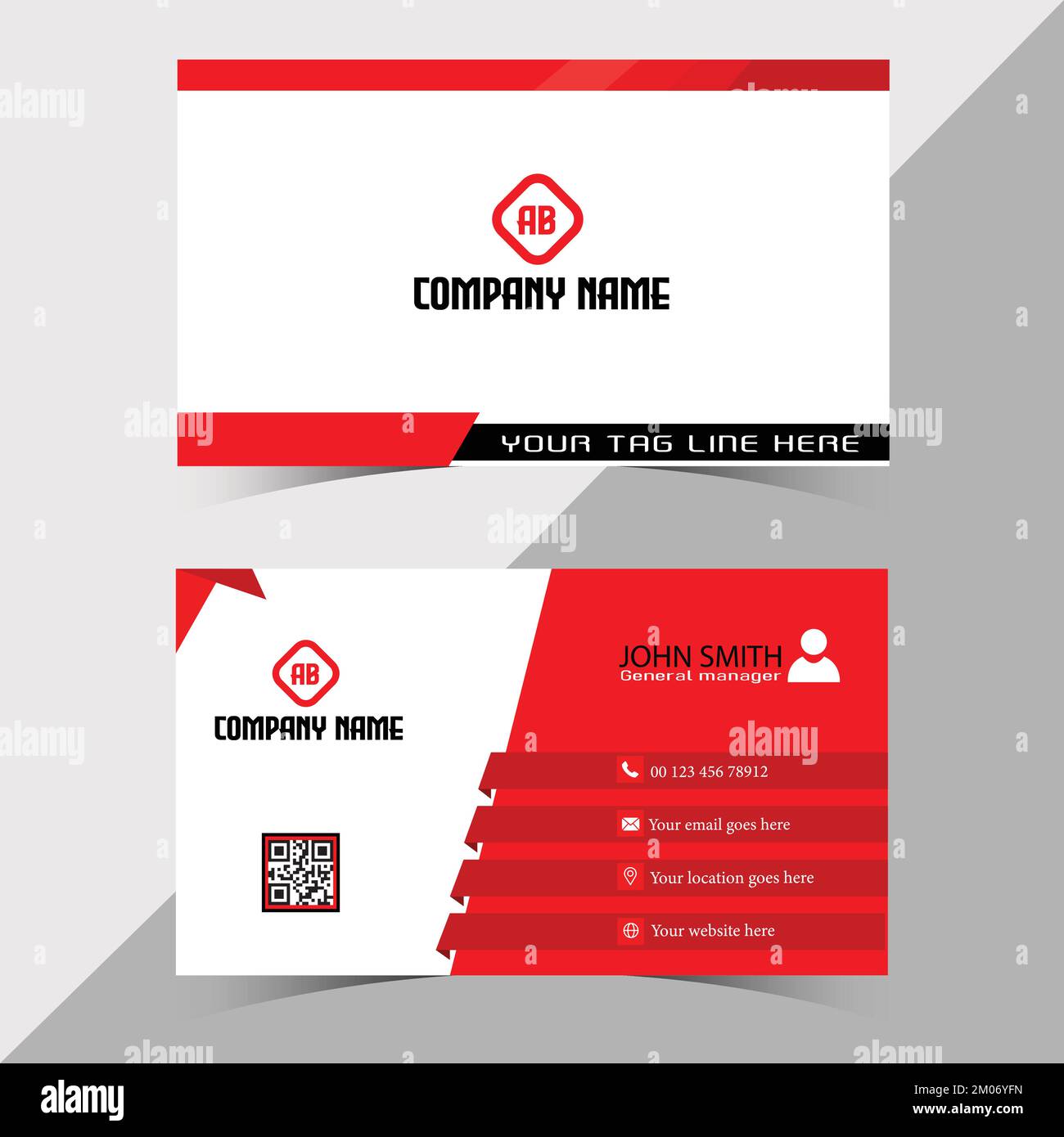 Business Card Design. Red Business Card Design Vector Template Stock ...