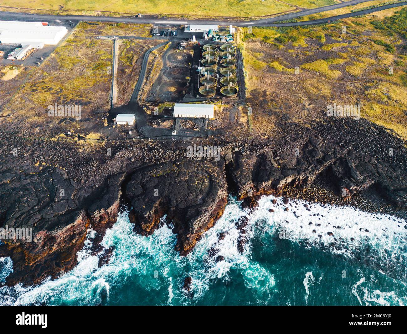 Aerial view of a fish farm in Iceland Stock Photo - Alamy