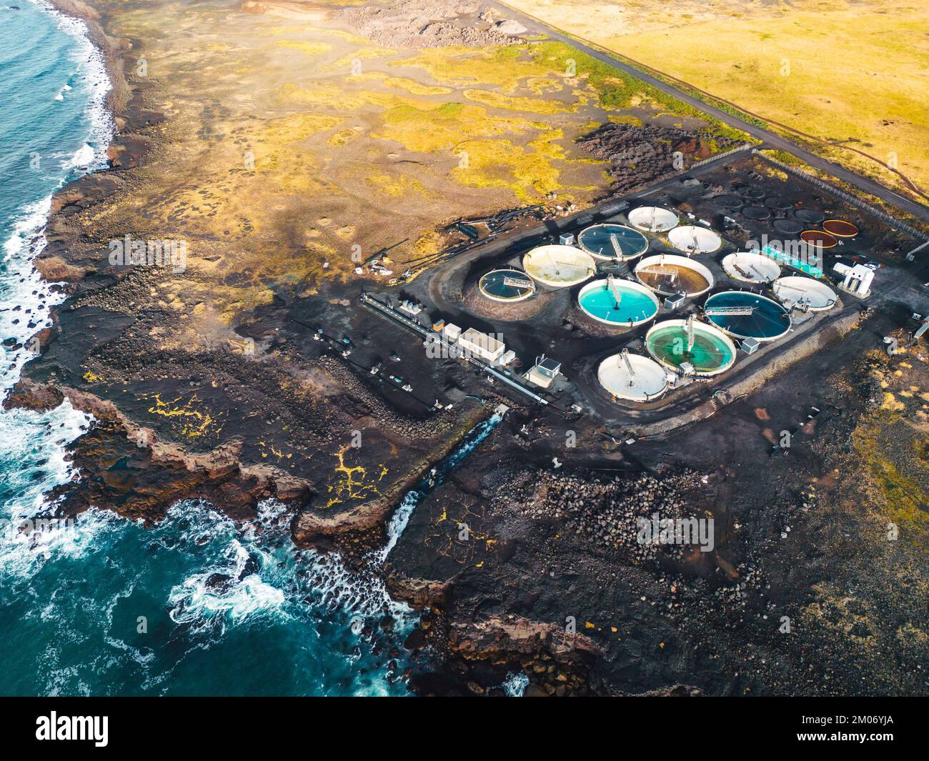 Fish farm with large fishing pools, Iceland Stock Photo - Alamy