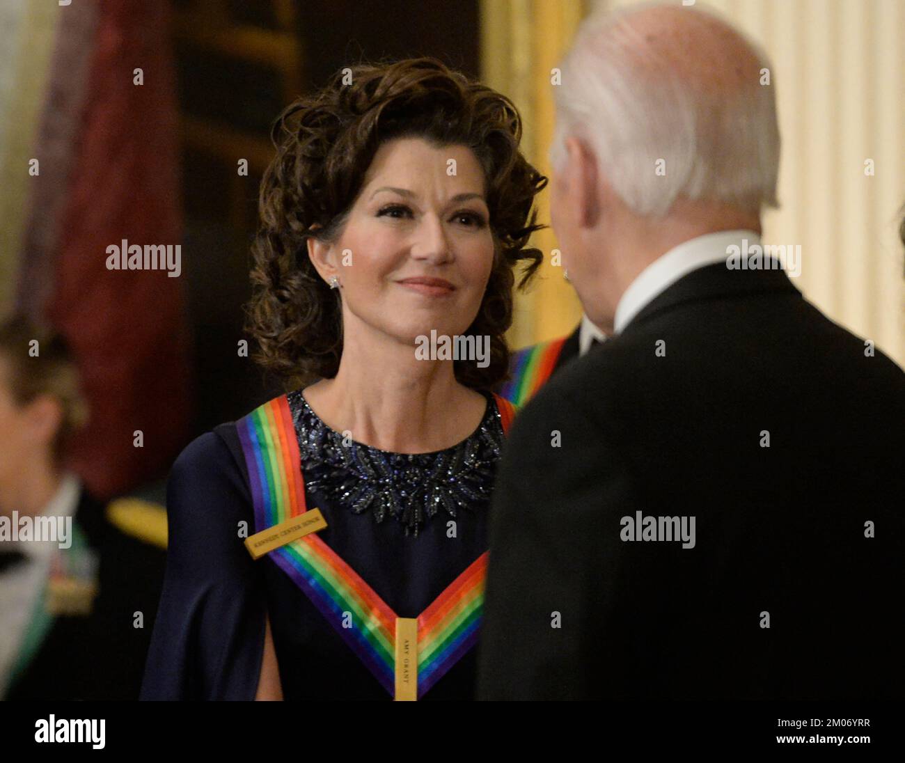 President Joe Biden greets Amy Grant at a reception for Kennedy Center ...