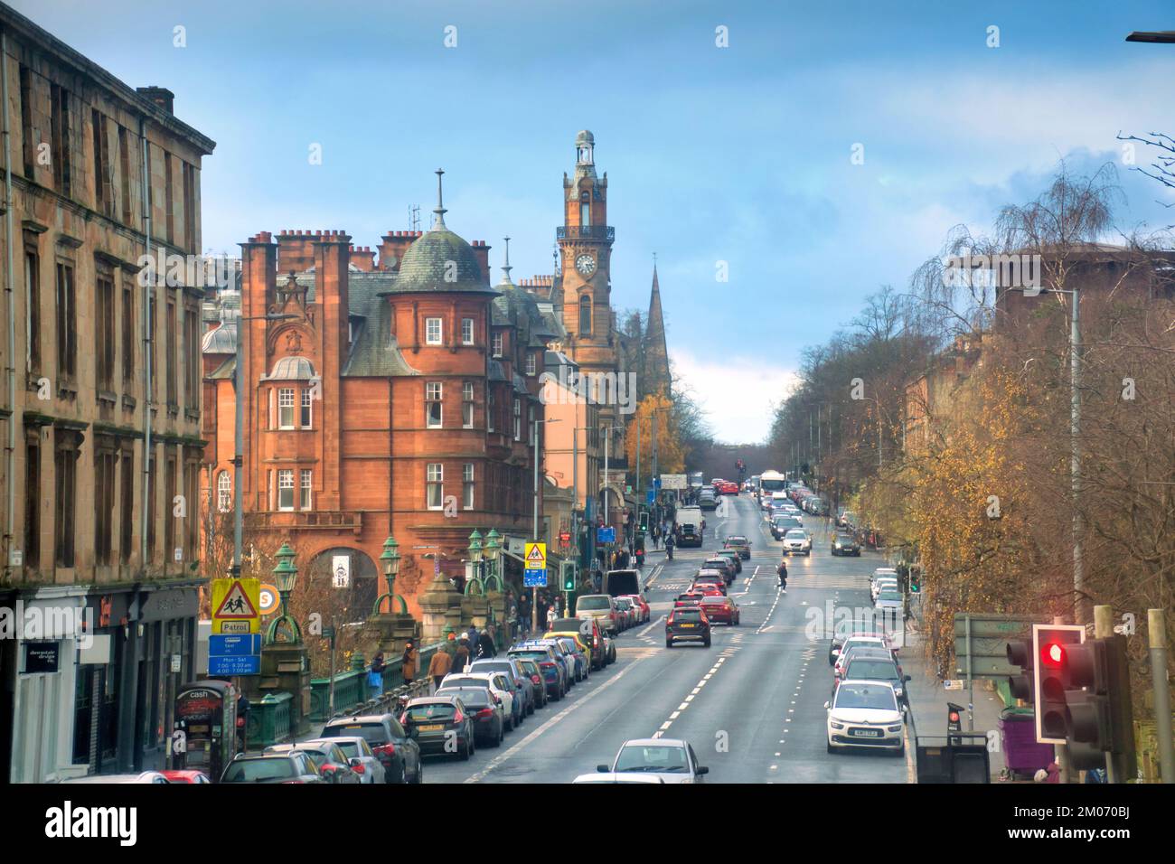 coopers clock tower and Kelvinbridge bridge on great western road ...