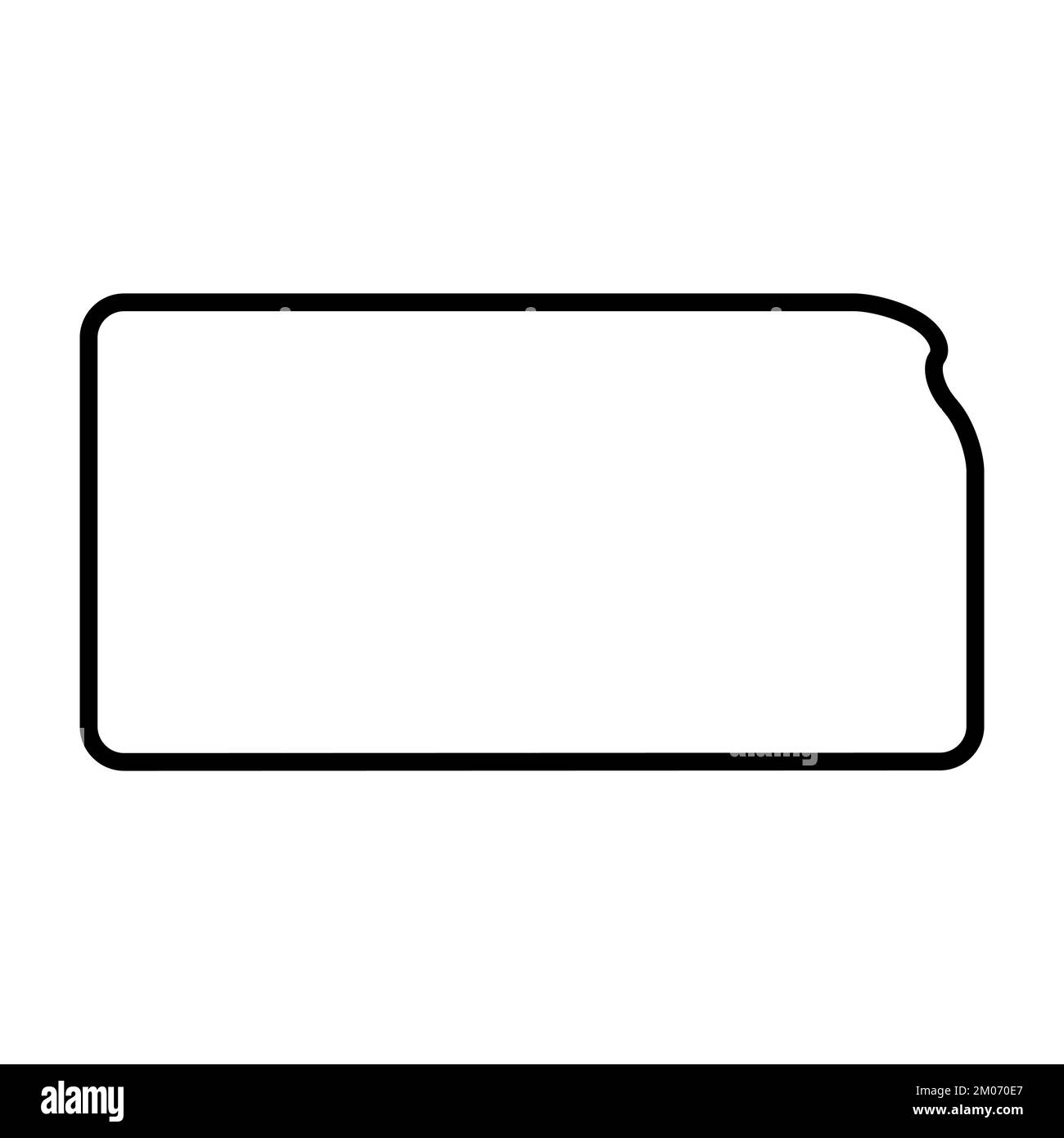 Kansas state of United States of America, USA. Simplified thick black ...