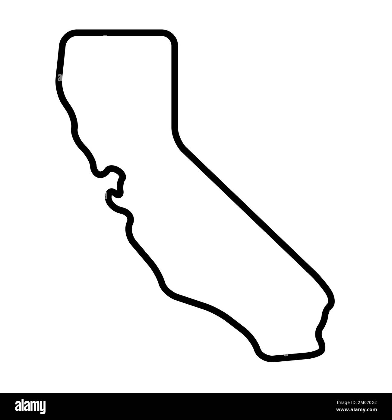 California state of United States of America, USA. Simplified thick ...