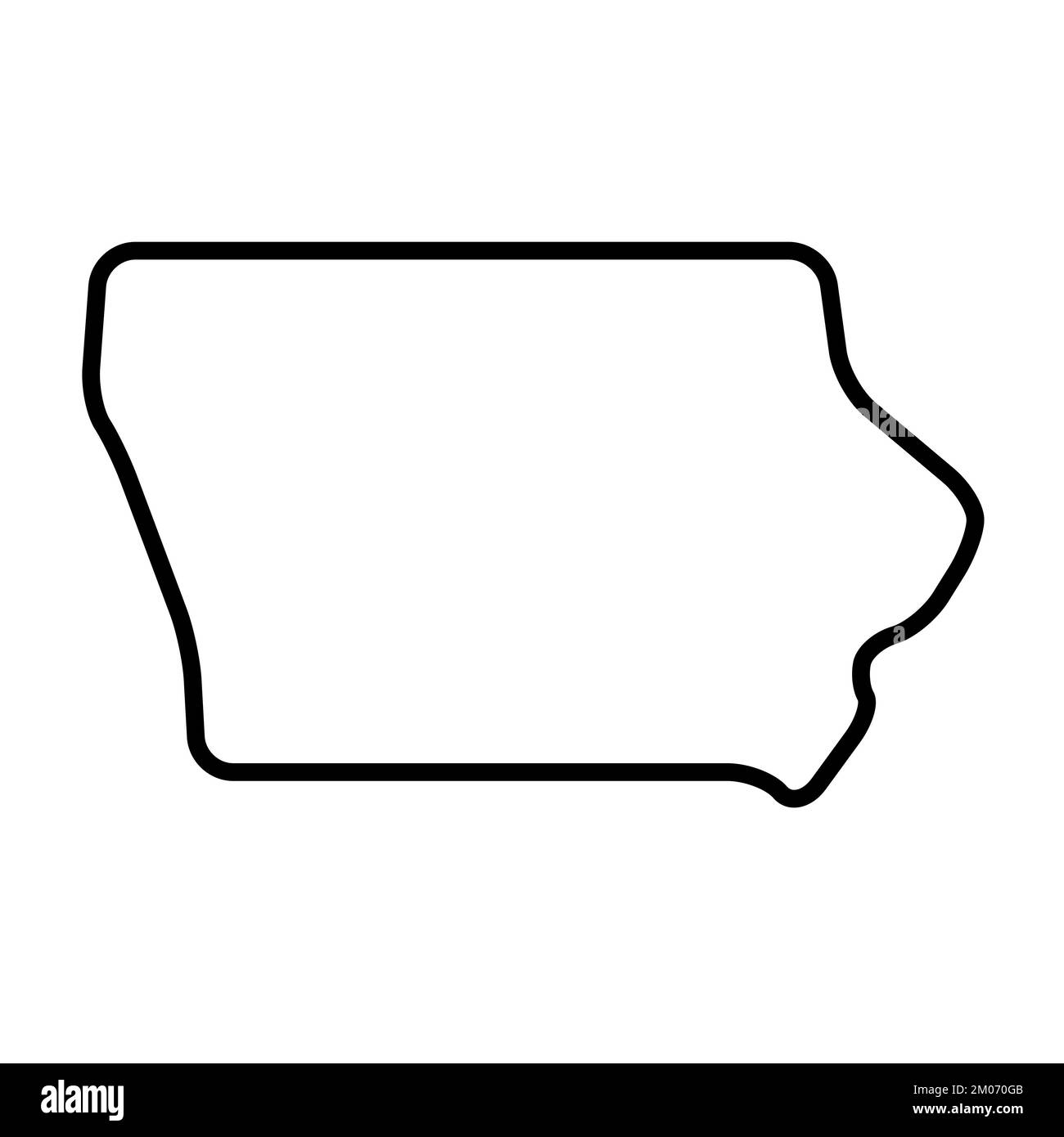 Iowa state of United States of America, USA. Simplified thick black ...