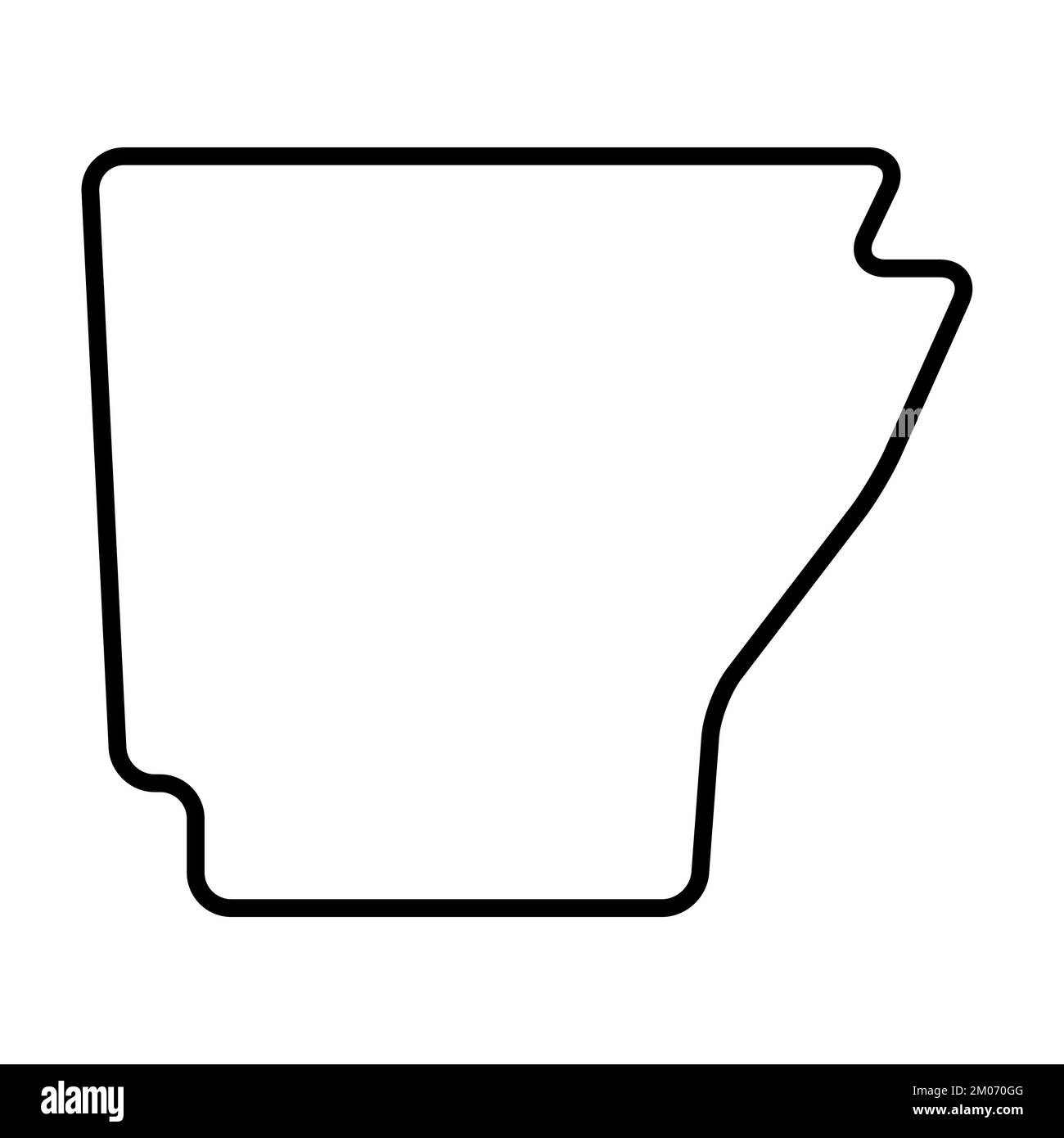 Arkansas state of United States of America, USA. Simplified thick black ...