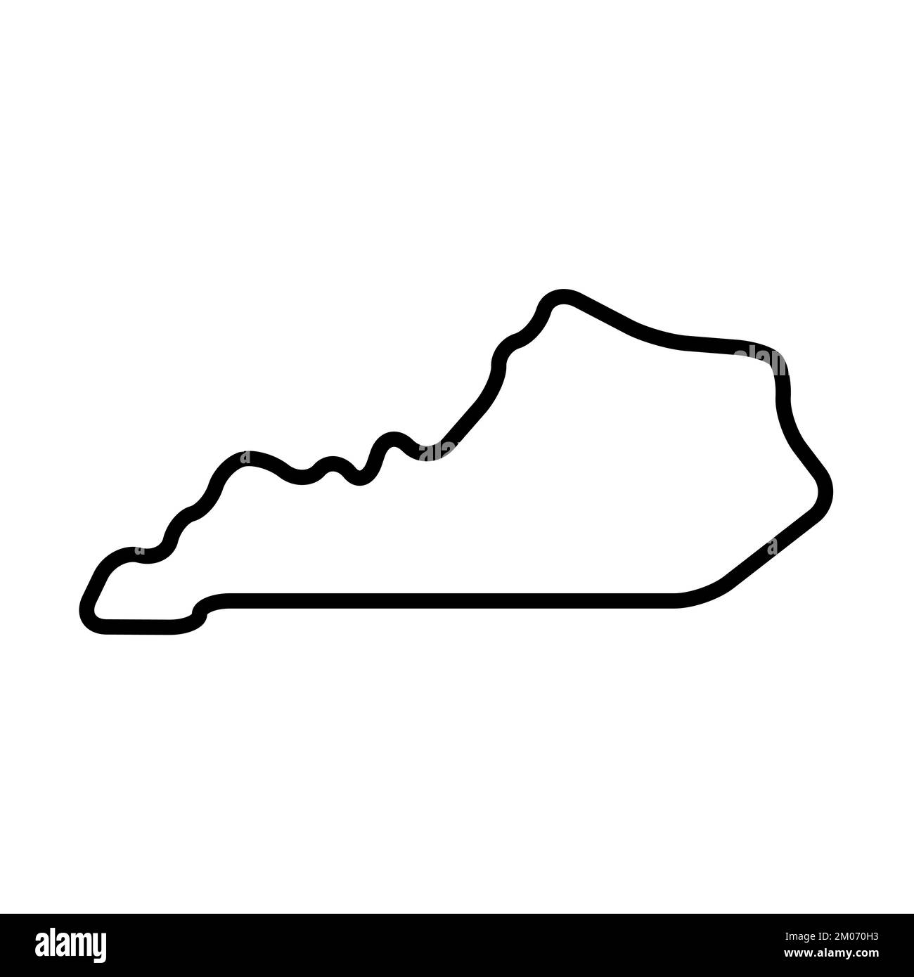 Kentucky state of United States of America, USA. Simplified thick black ...