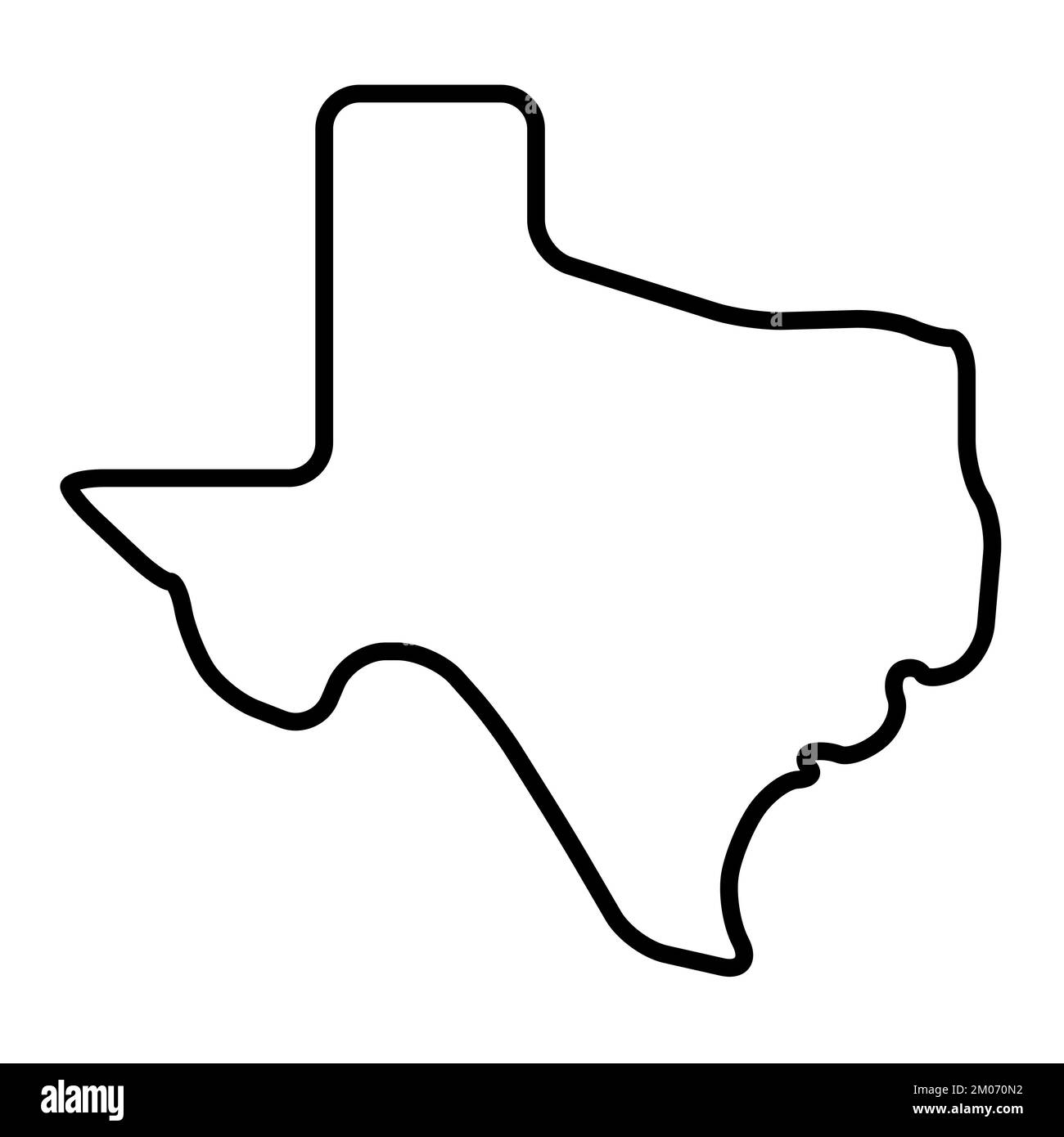 Texas state of United States of America, USA. Simplified thick black ...