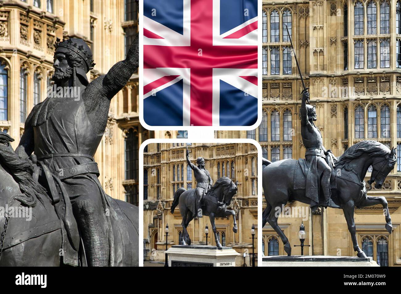 Equestrian statue of Richard 1st of England (The Lionheart) in London ...