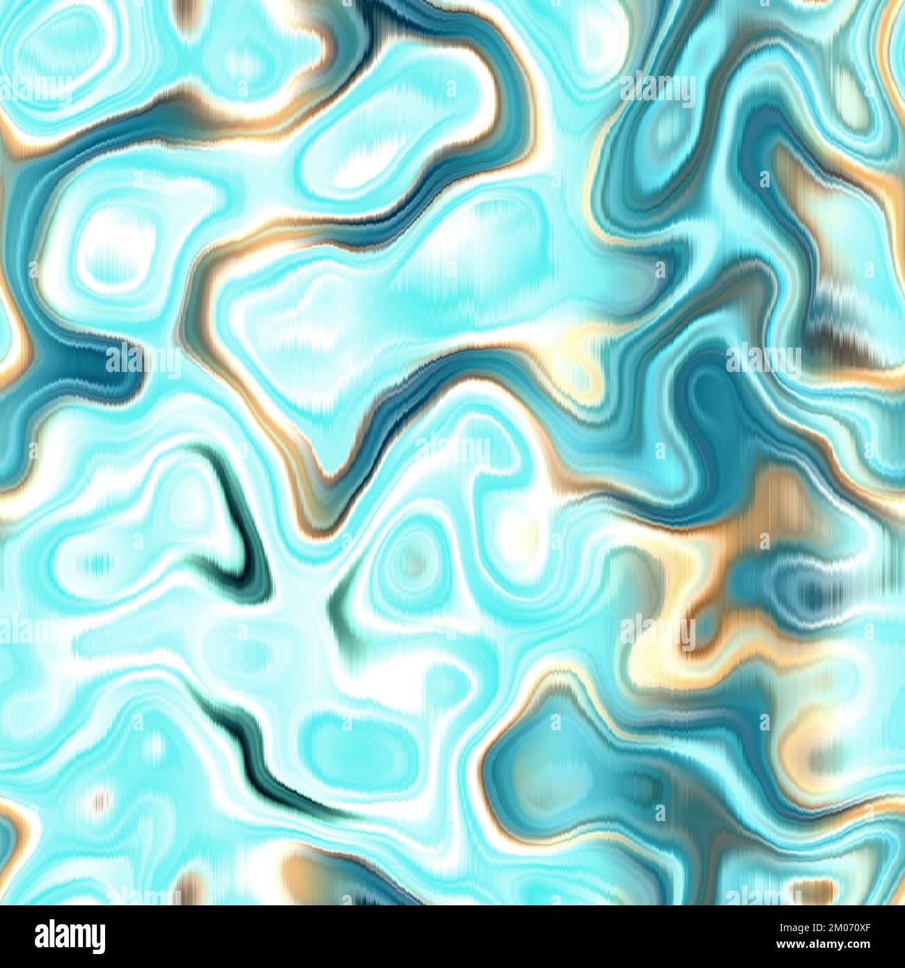 Washed teal wavy blur water reflection melange seamless pattern ...