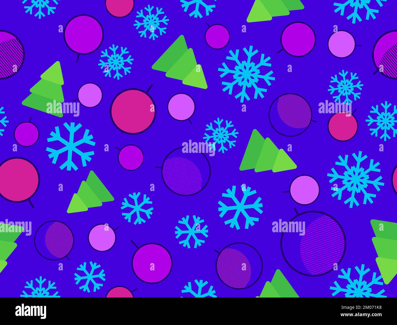 Christmas seamless pattern with Christmas decorations and geometric ...
