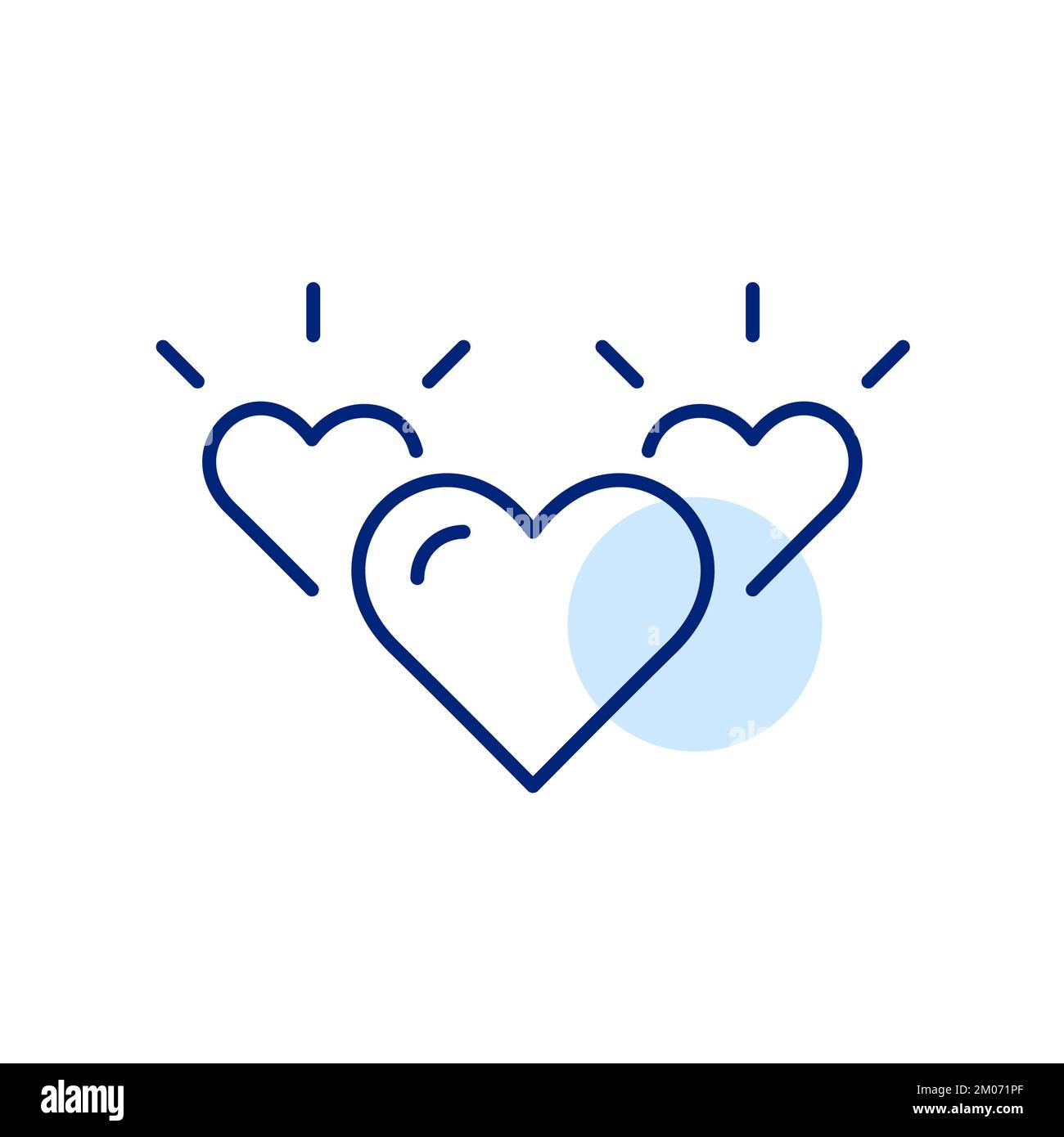 Three hearts. Positive feedback symbol. Pixel perfect, editable stroke ...