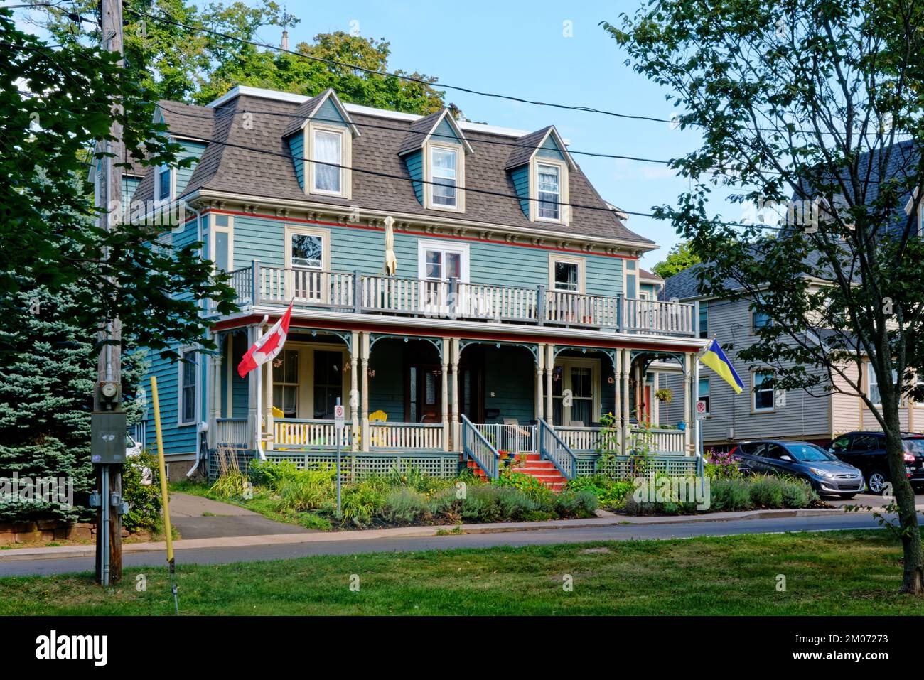 Old Blue Siding Mansion in Charlottetown Stock Photo - Alamy