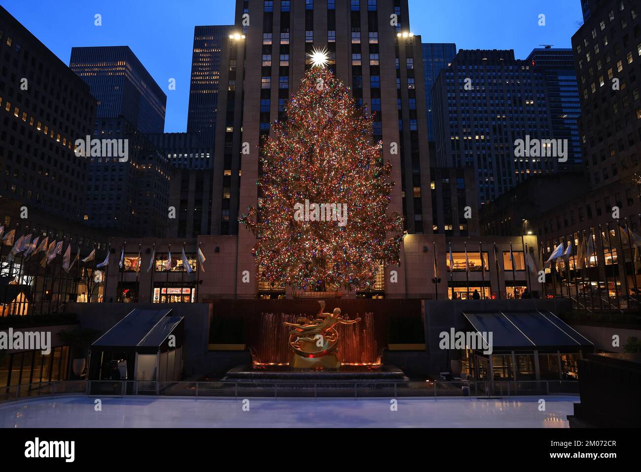 The Rockefeller Center Christmas Tree shines brightly as crowds gather ...