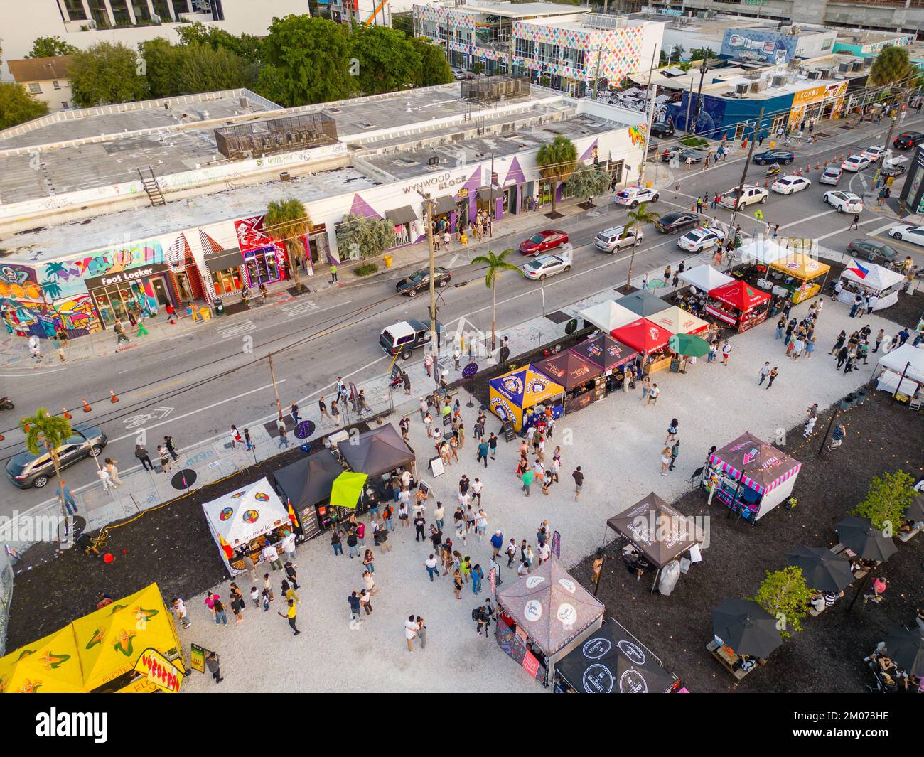 Miami, FL, USA - December 3, 2022: Aerial photo Miami Art Basel Wynwood ...