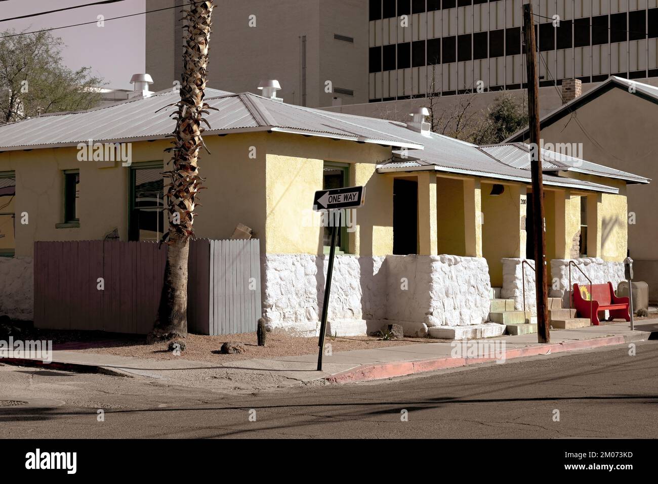 Old residential area in downtown Tucson, now surrouded by highrise ...