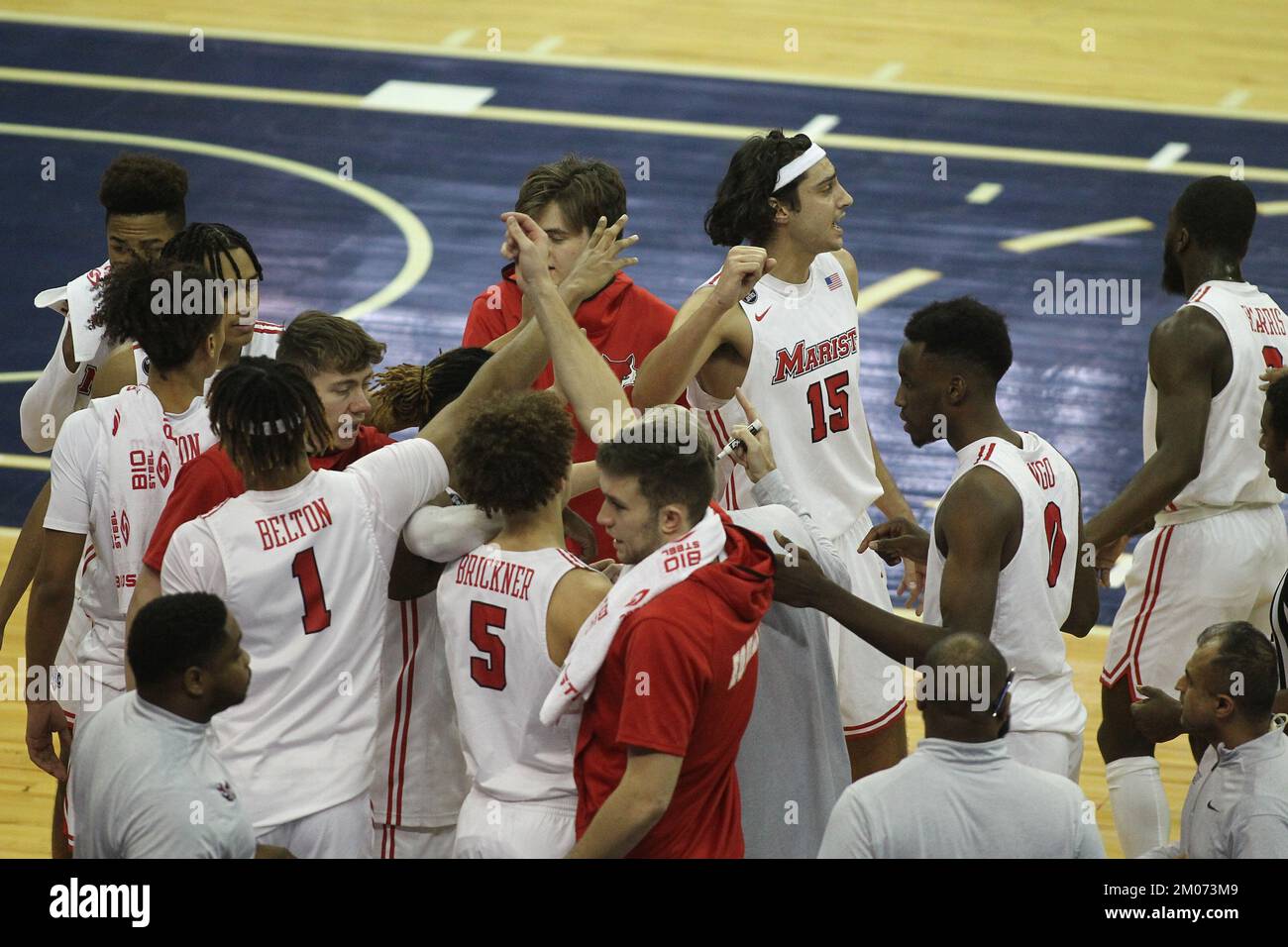 London, UK. 04th Dec, 2022. Marist College team huddle during the ...