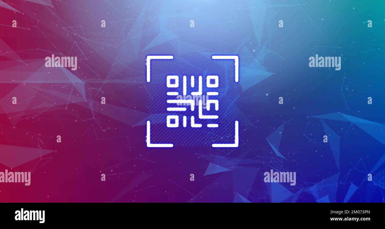 Image of shapes and qr code over red and blue background Stock Photo ...