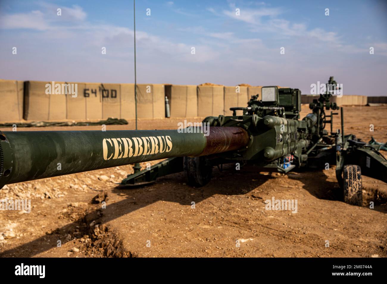M777 Howitzer nicknamed 'Cerberus,' assigned to Charlie Battery, 1st ...