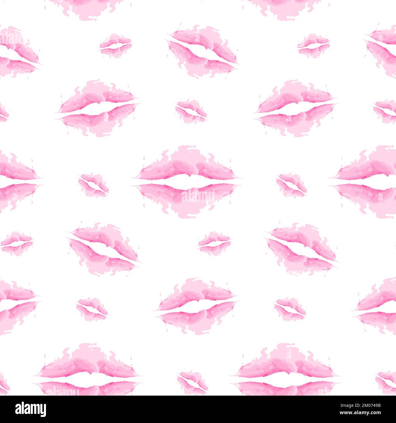 Endless pattern abstract brush strokes in the shape of lips in trendy ...